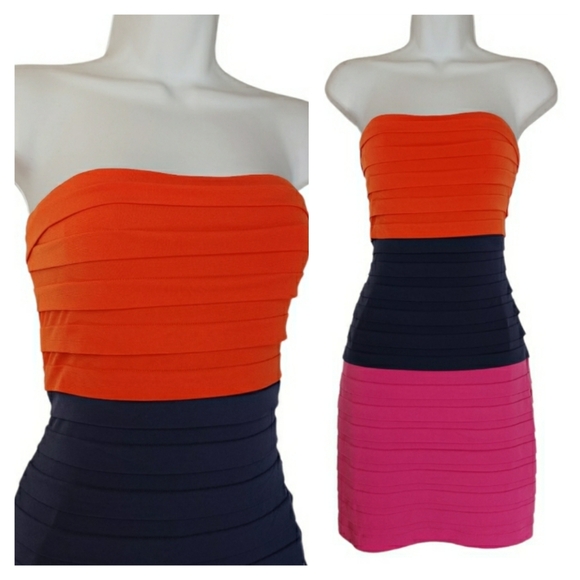 Max & Cleo | Dresses | Max Cleo Max Azria Orange Blue Purple Stripe ...